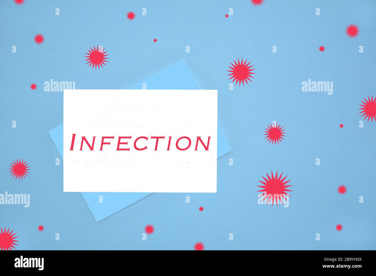 Infection notecard on blue background illustrating emergency ...