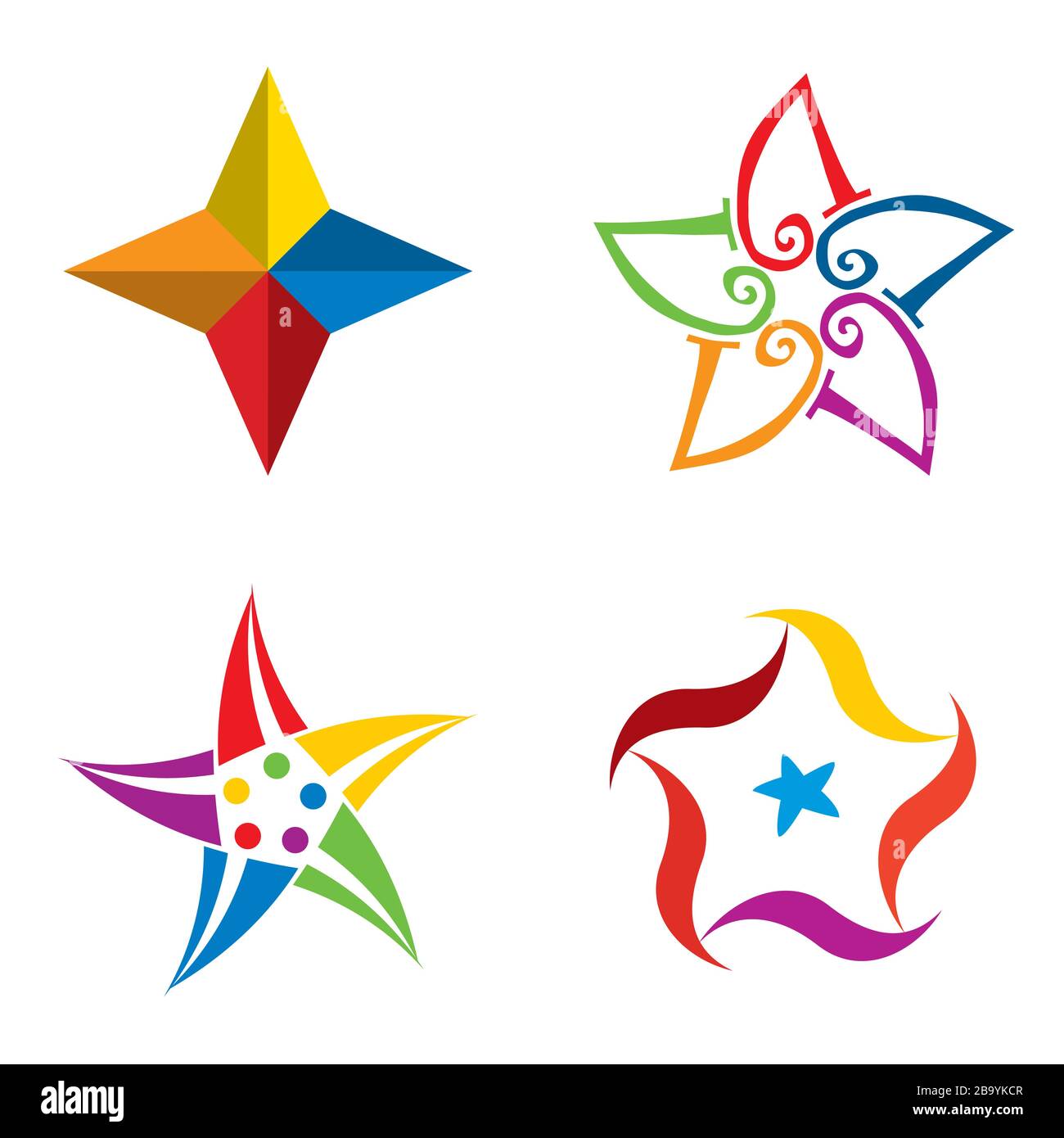 Vector illustration. Set of four colored star icons Stock Vector Image ...