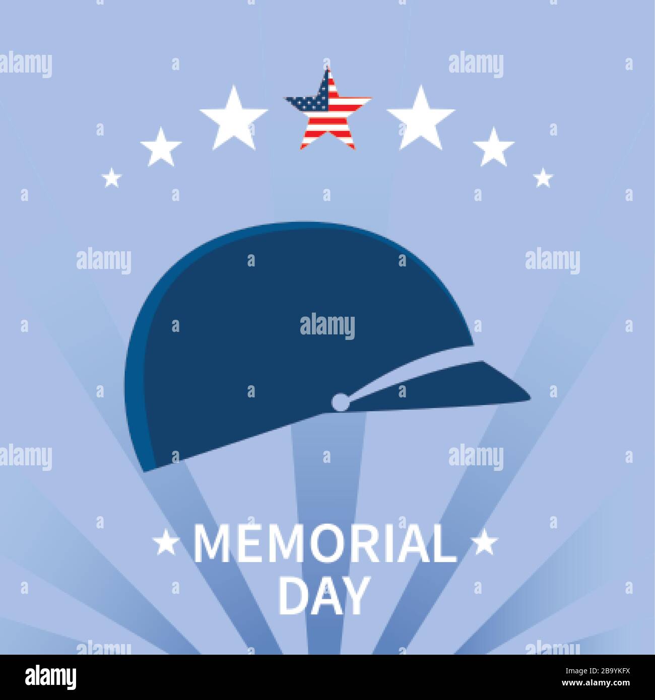 label memorial day with military helmet vector illustration design ...