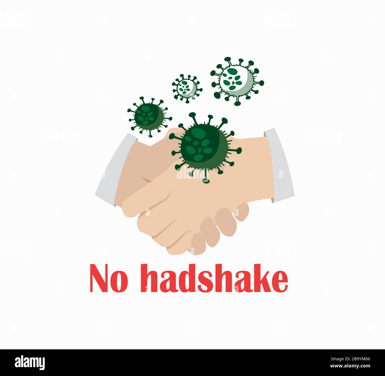 Vector illustration of no handshake - precautions against the worldwide ...