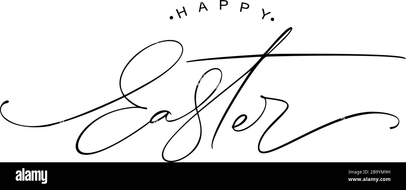 Happy Easter logo vintage vector calligraphy text. Christian hand drawn ...