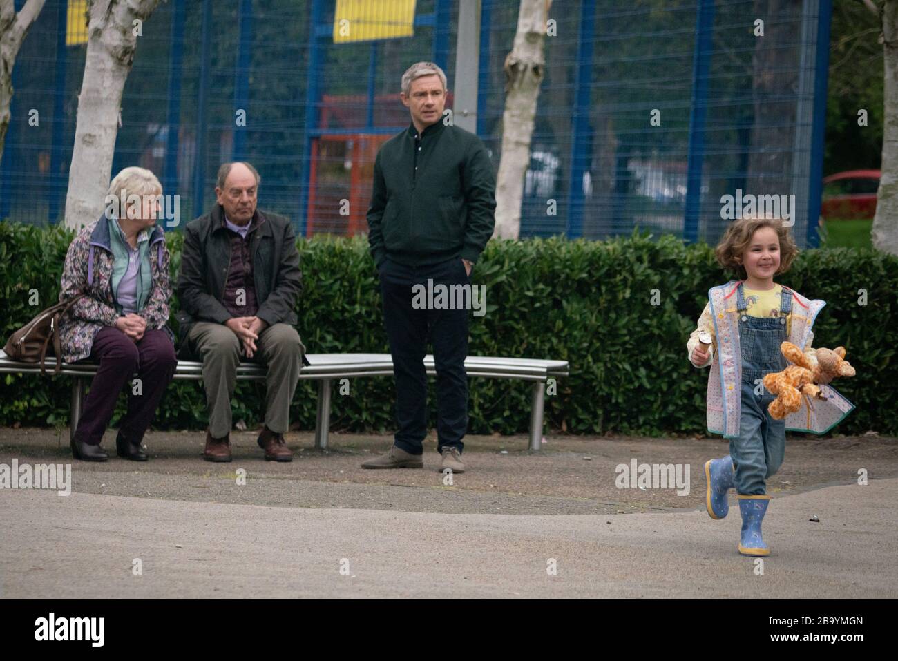 BREEDERS, from left: Joanna Bacon, Alun Armstrong, Martin Freeman, Jayda Eyles, 'No Lies ...