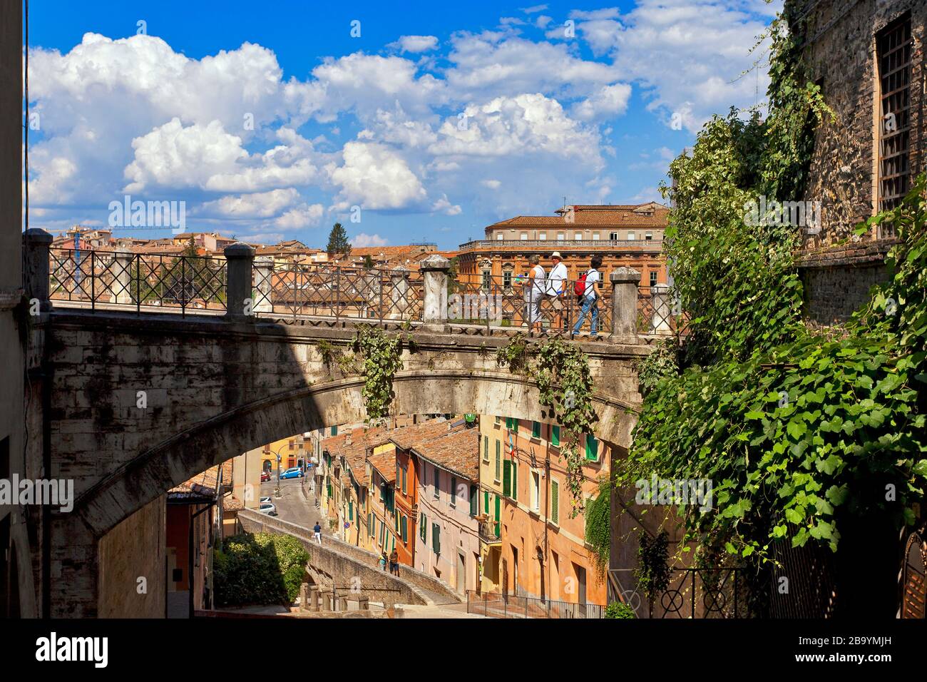 Medieval aqueduct, historical center, Perugia, Umbria, Italy, Europe ...