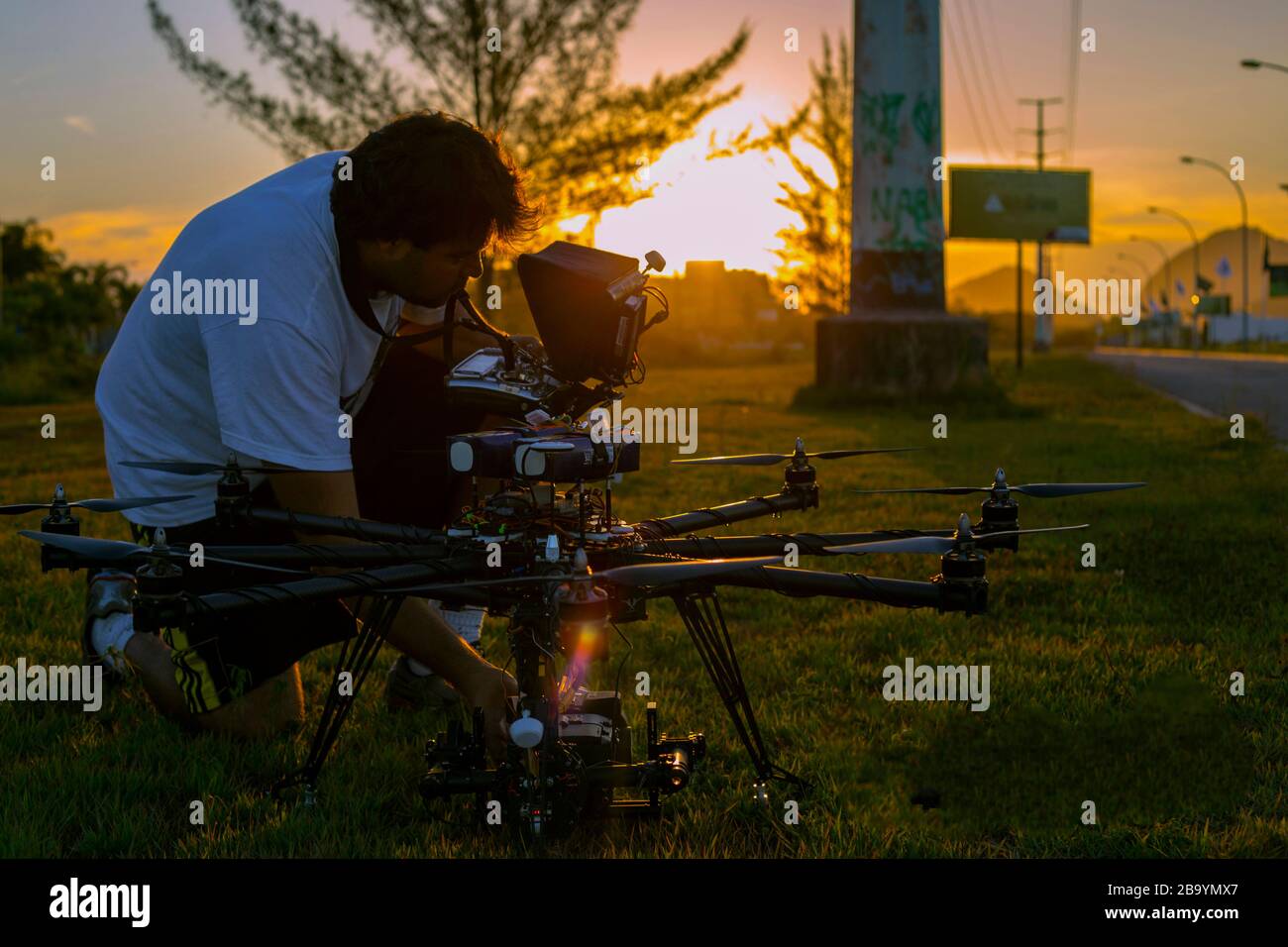 Heavy Lift Drone check before take off Stock Photo - Alamy