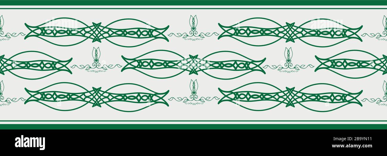 Ornate celtic seamless vector border design. Modern stylized floral ...