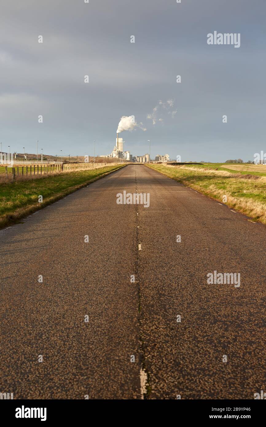 Industrial site at end of road Stock Photo - Alamy
