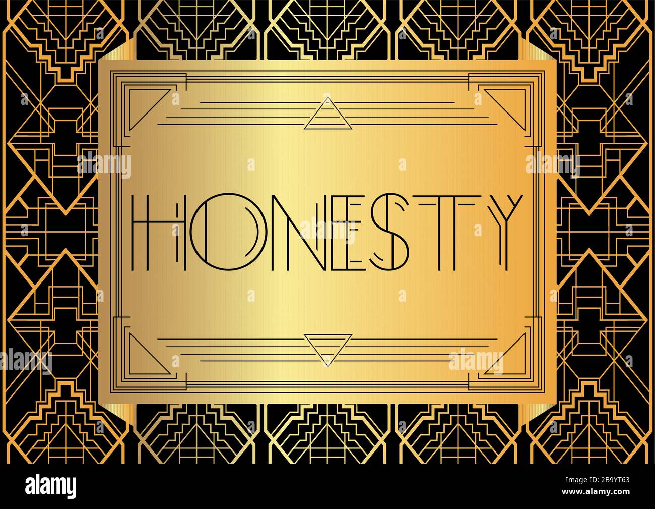 Art Deco Honesty text. Decorative greeting card, sign with vintage ...