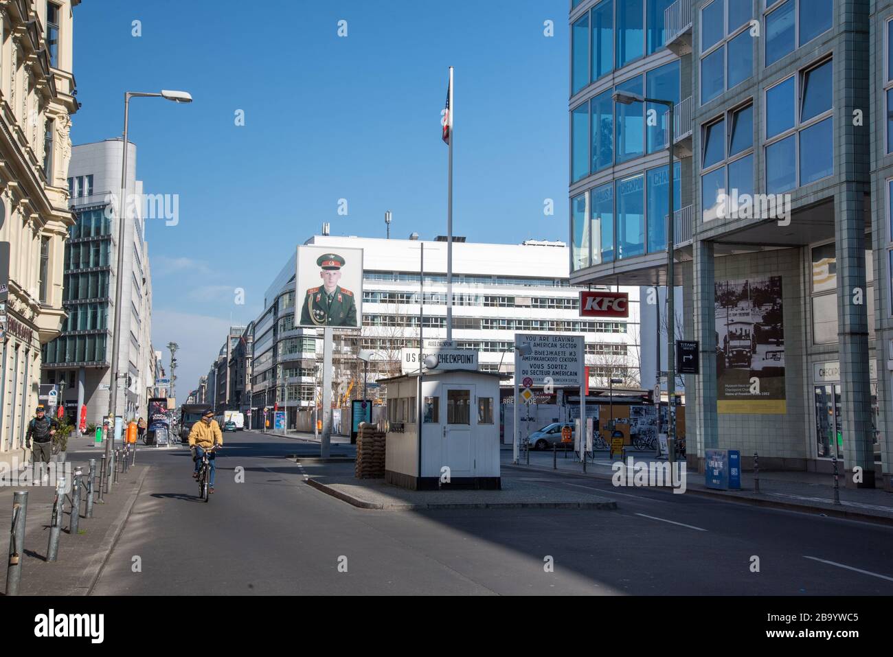 Checkpoint Charlie, one of Berlin's main tourist attractions, deserted ...
