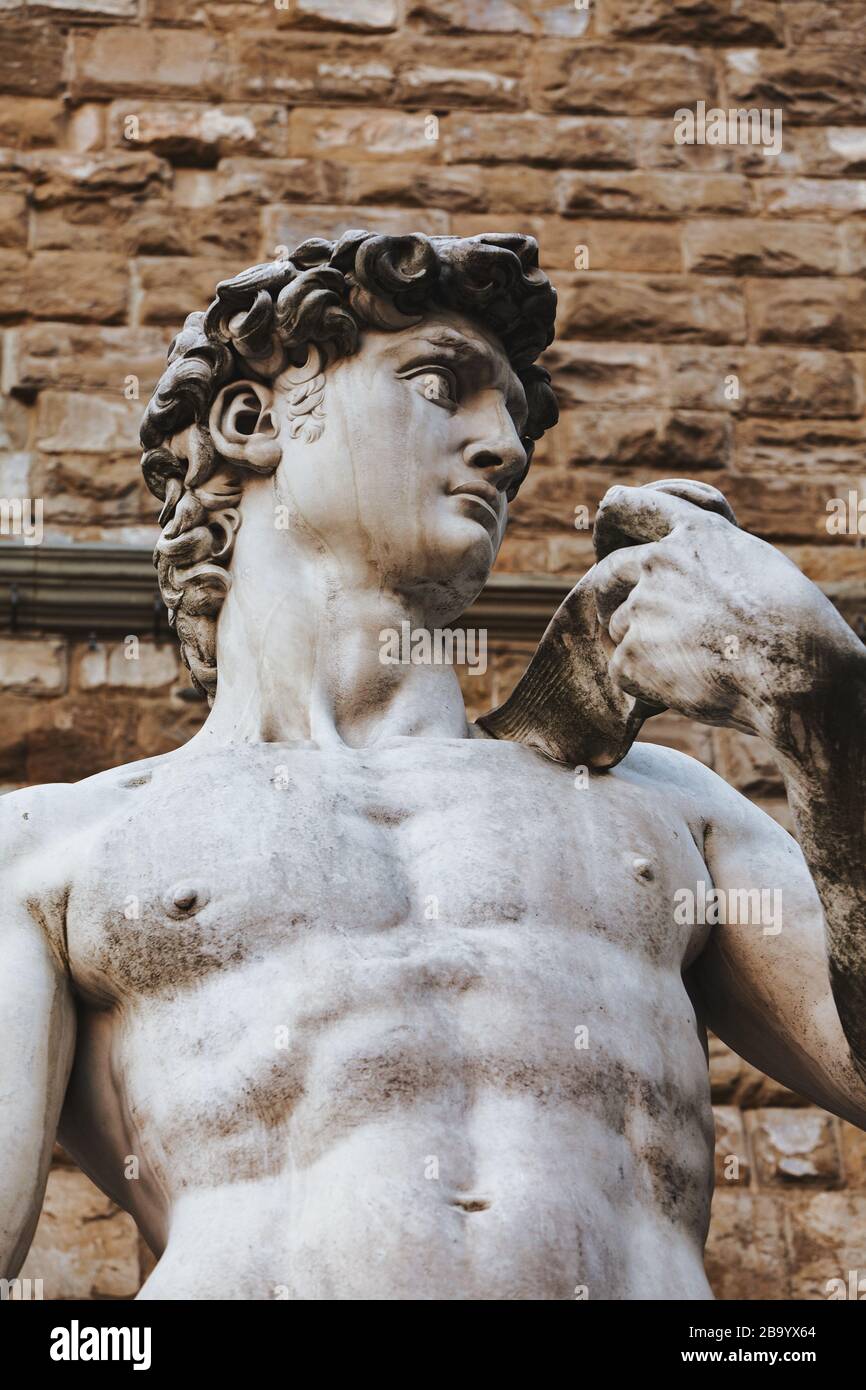 Michelangelo's David Statue In Florence, Replica, Low Angle Detail ...