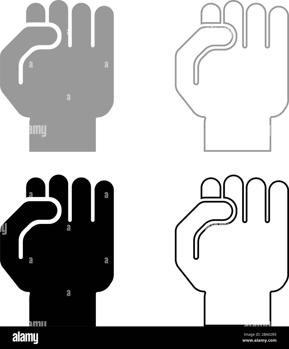 Fist icon outline set black grey color vector illustration flat style ...