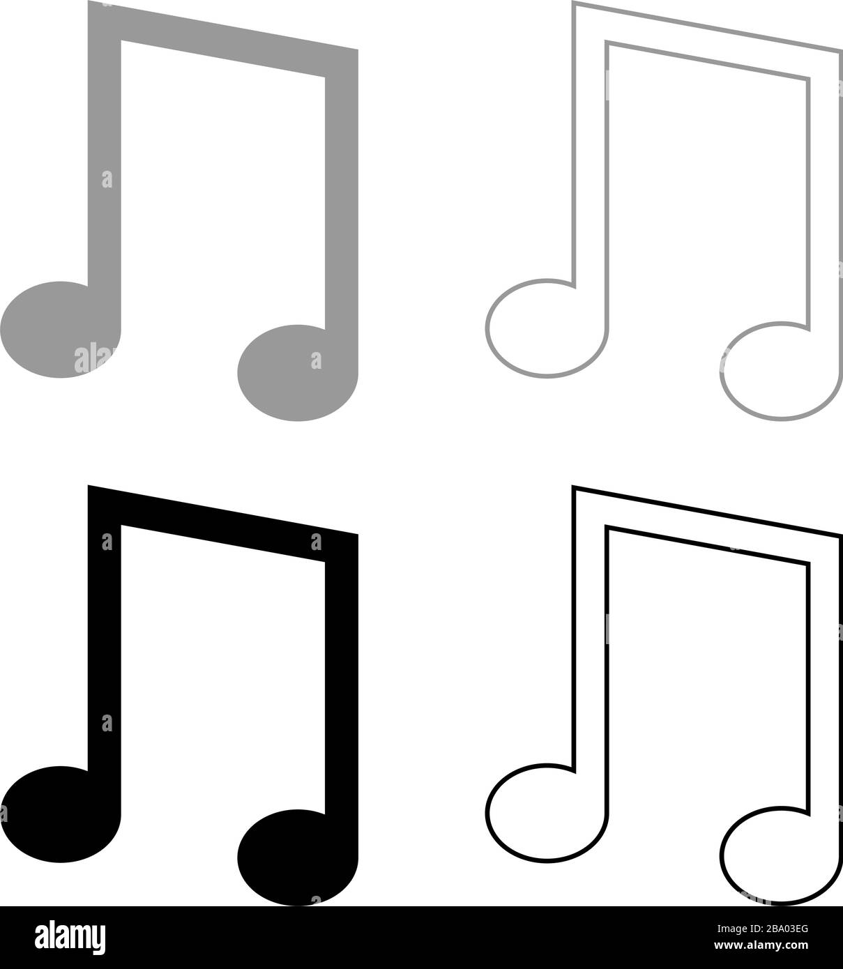 Eighth notes icon outline set black grey color vector illustration flat ...