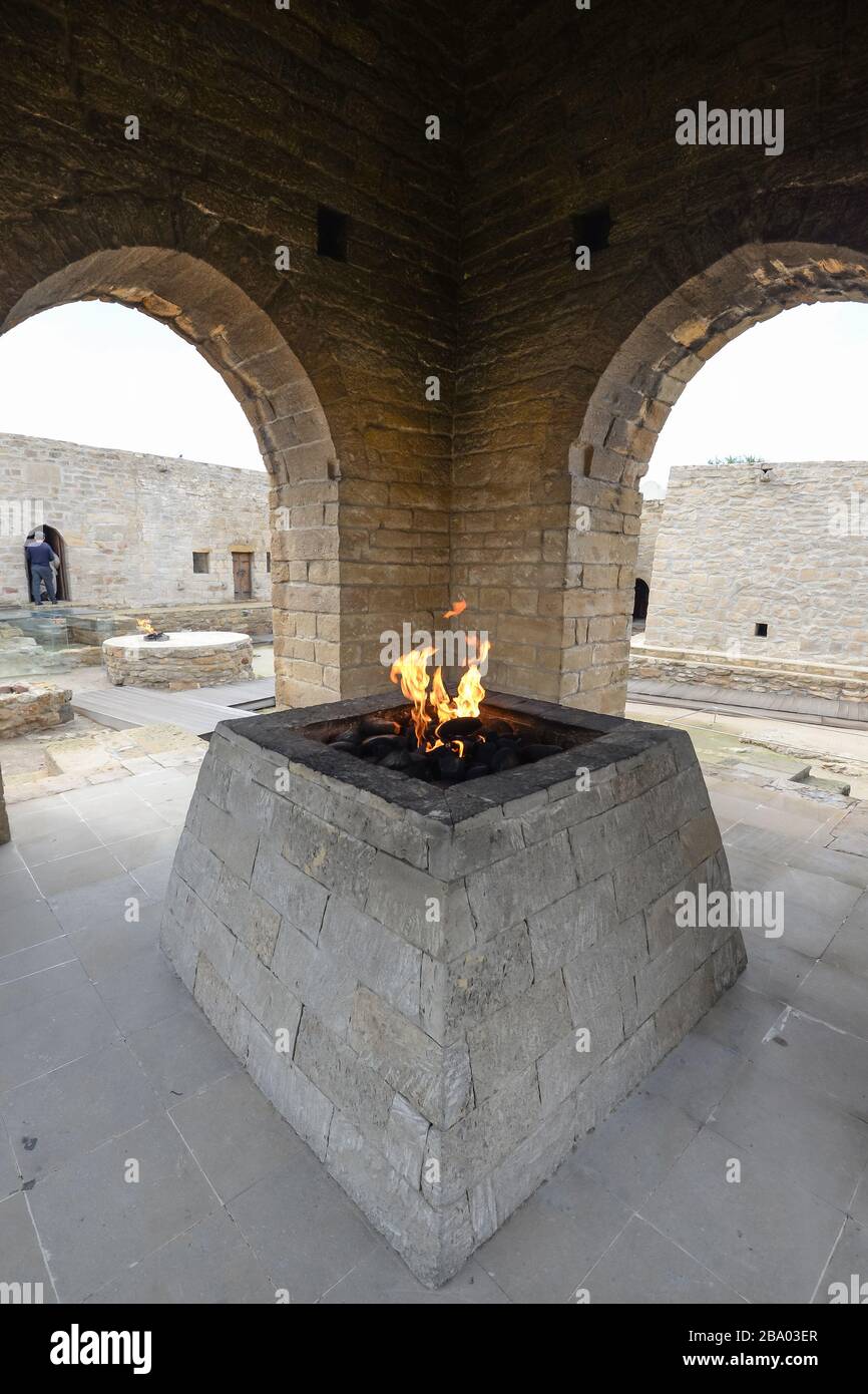 Interior view of the Central Temple at Atashgah Temple State near Baku ...