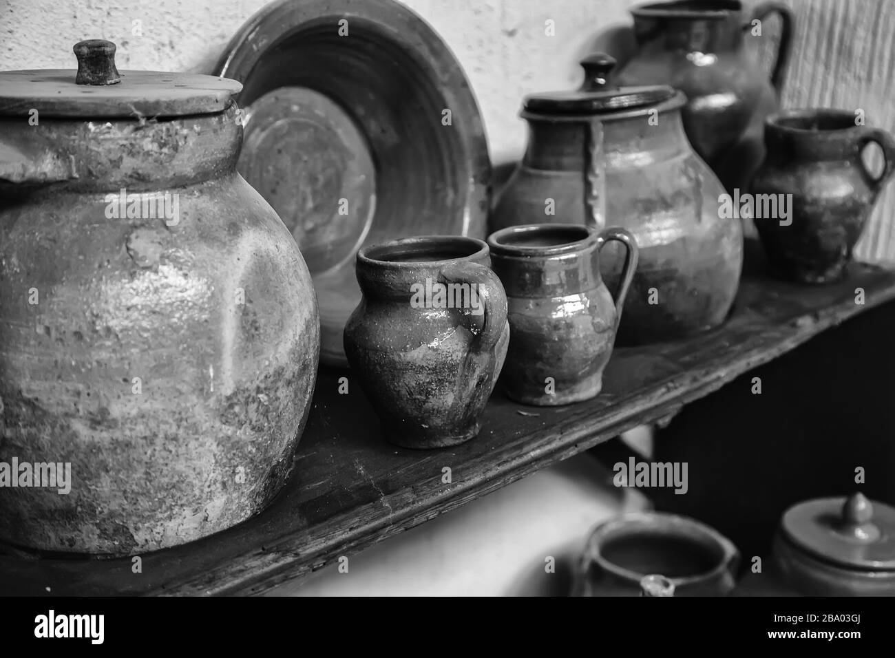 Old clay pot isolated Black and White Stock Photos & Images - Alamy