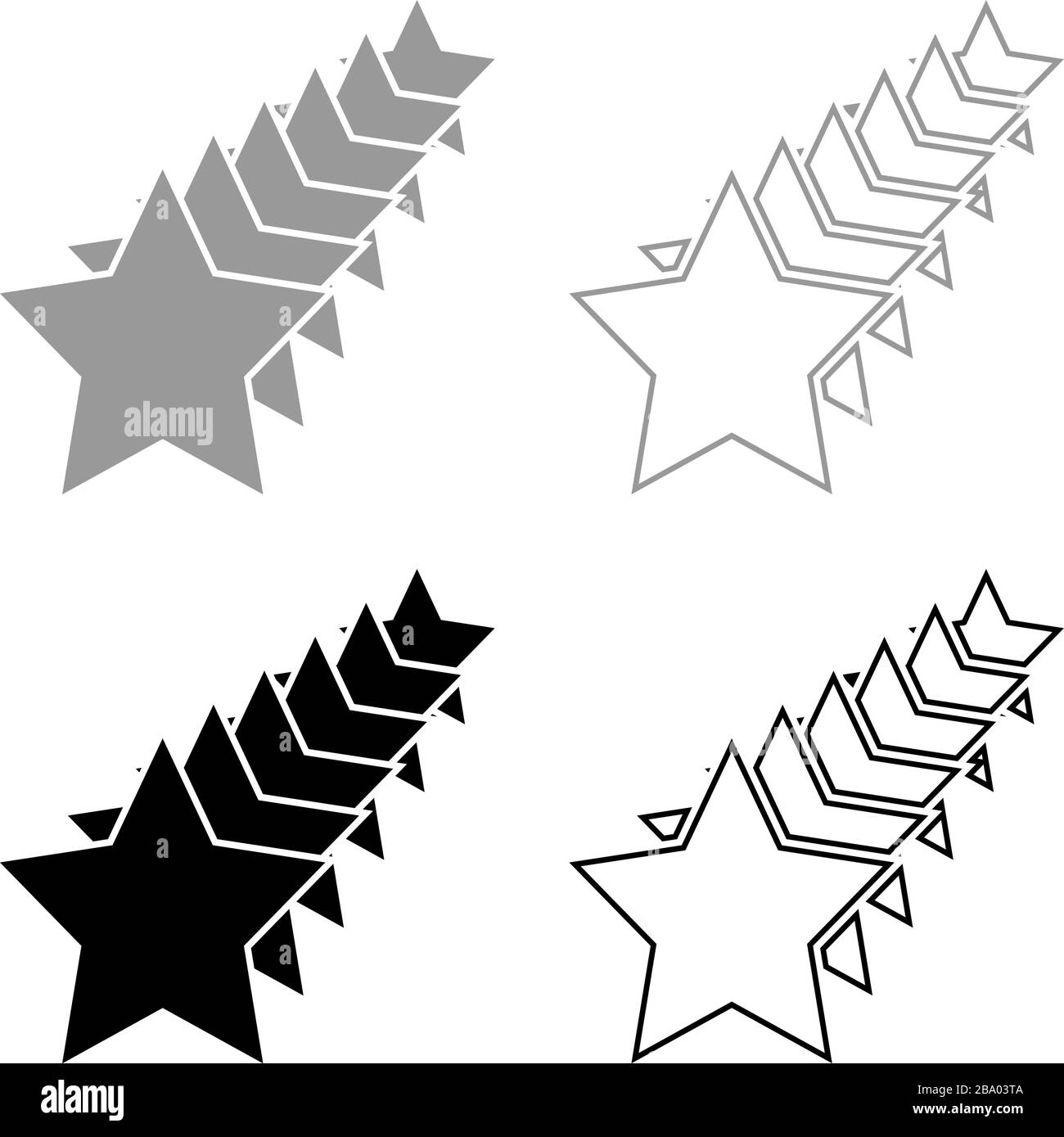 Six stars Star concept icon outline set black grey color vector ...