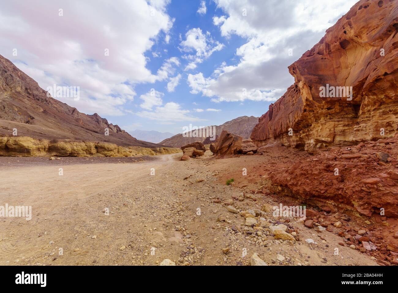 View of Nahal Amram (desert valley) and the Arava desert landscape ...