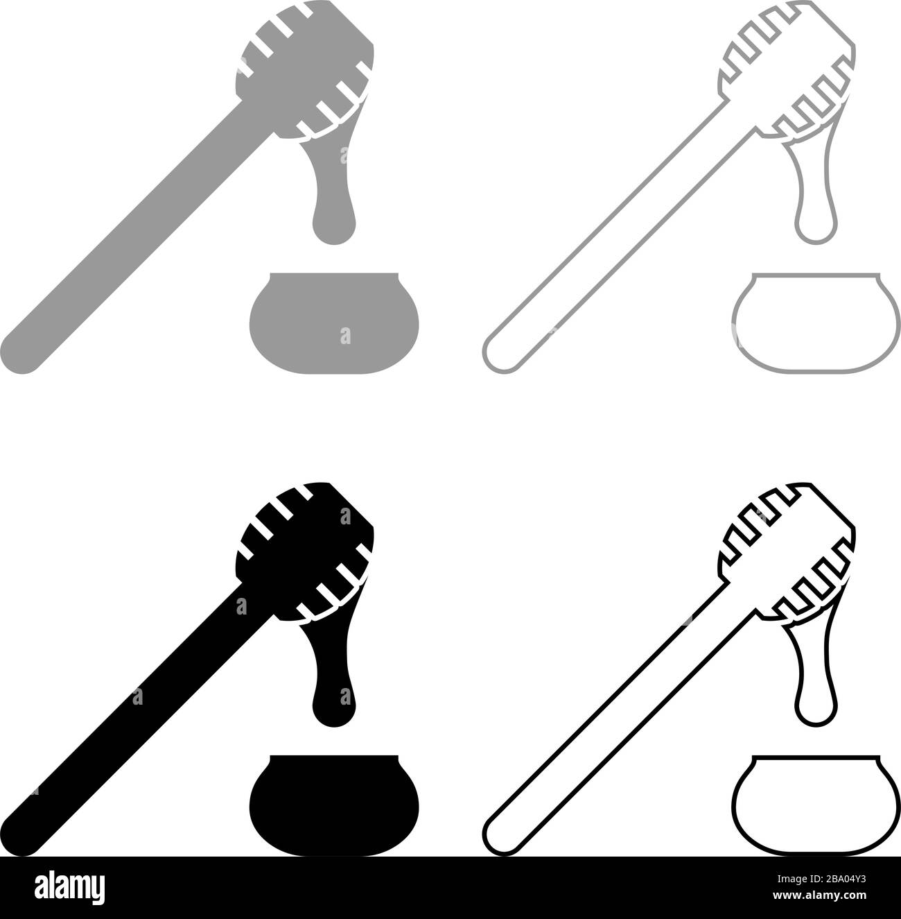 Honey drips from honey spoon into pot Stick with wooden and jar liquid ...