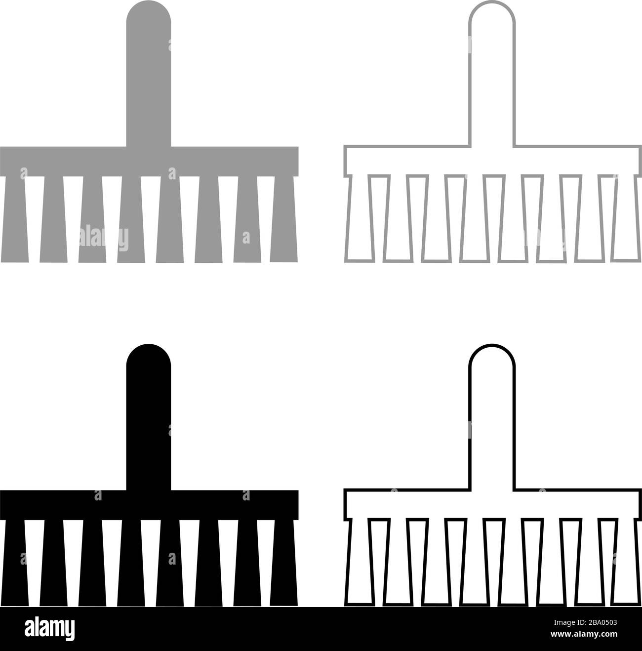 Broom Brush symbol icon outline set black grey color vector ...
