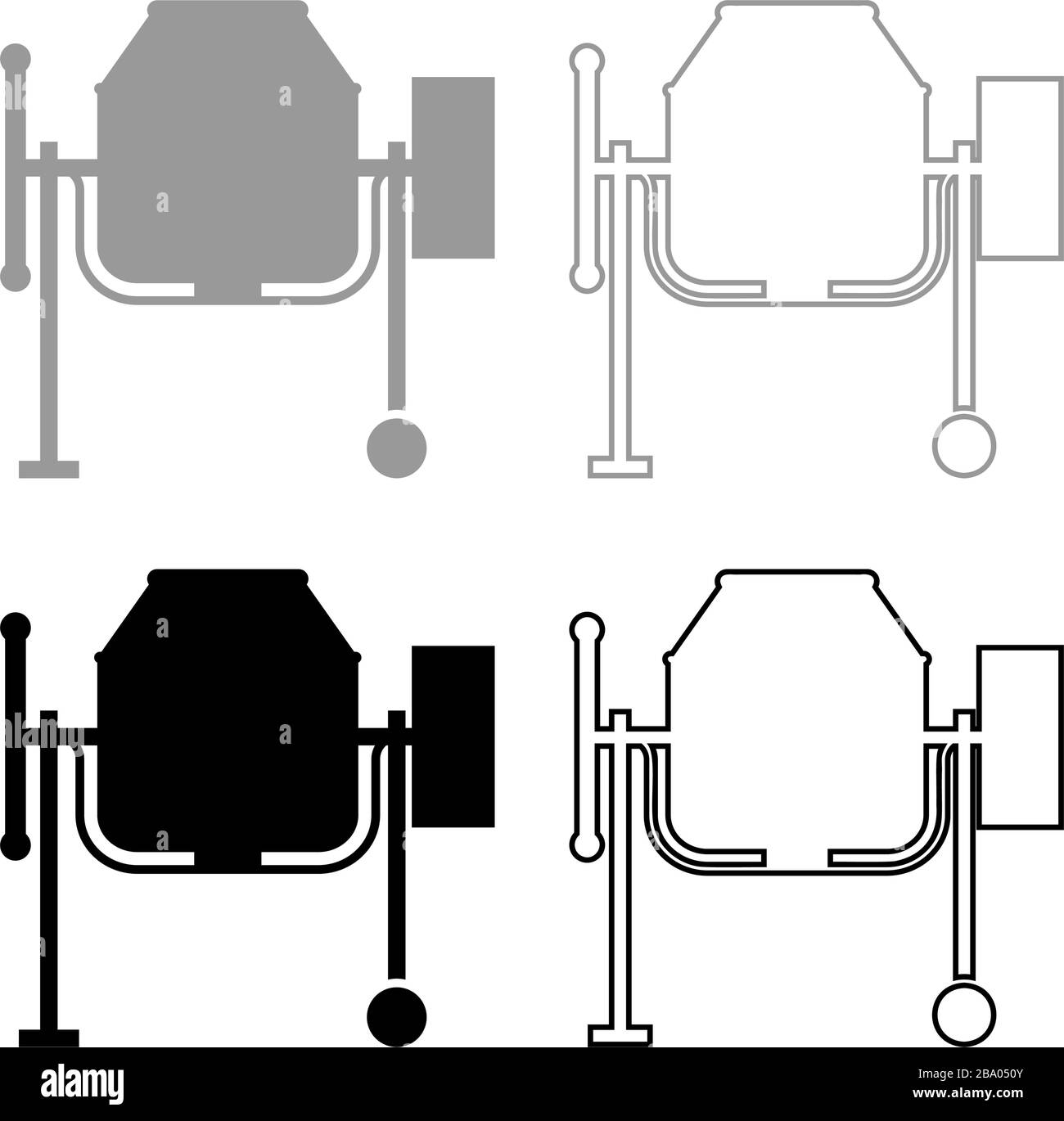Concrete mixer cement machine icon outline set black grey color vector ...