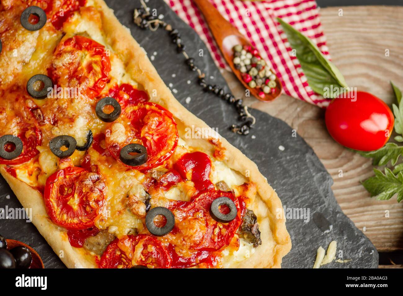 Delicious italian pizza. Tasty fresh italian pizza. Delicious taste ...