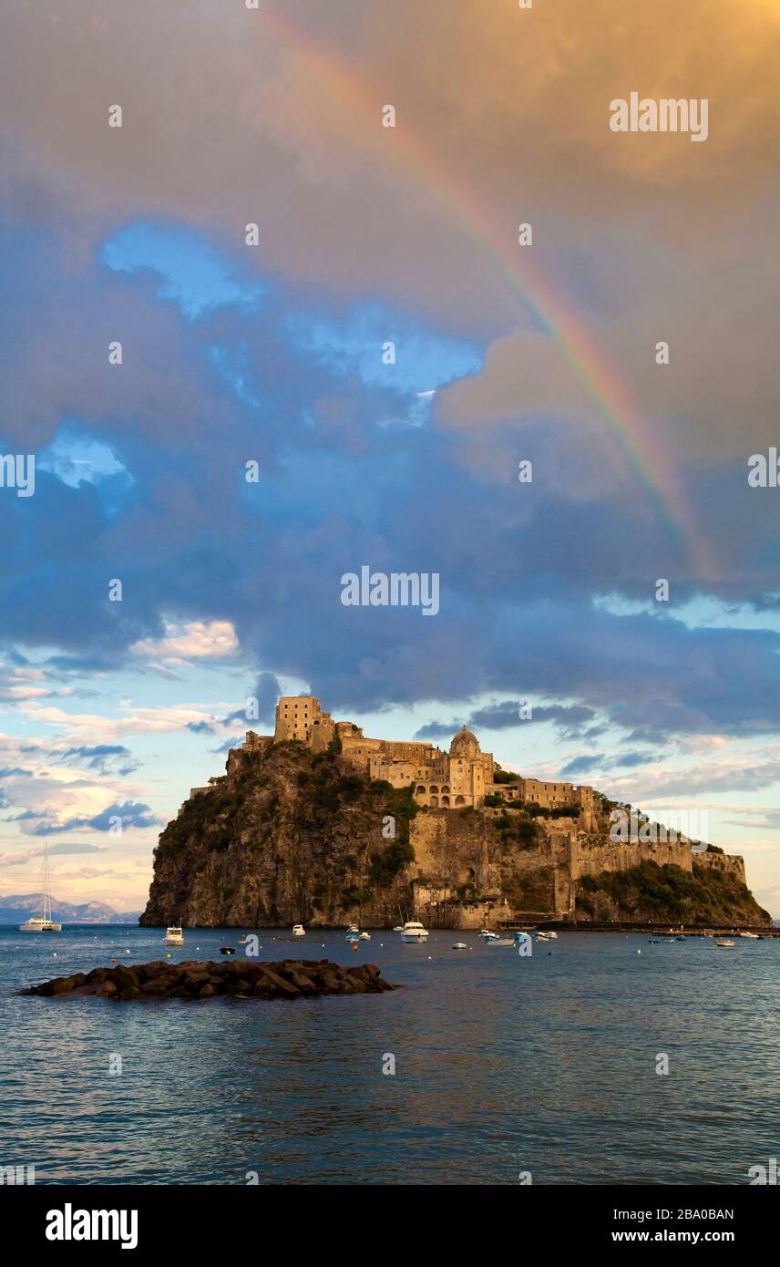 Aragonese castle, Ischia island; Campania; Italy; Europe Stock Photo ...