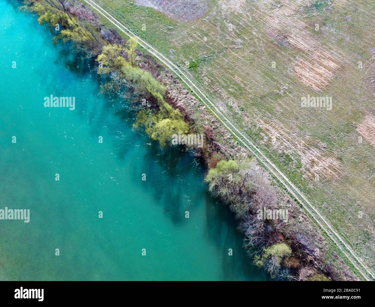 Drone flying over Sava river and Jarun lake in Zagreb Stock Photo - Alamy