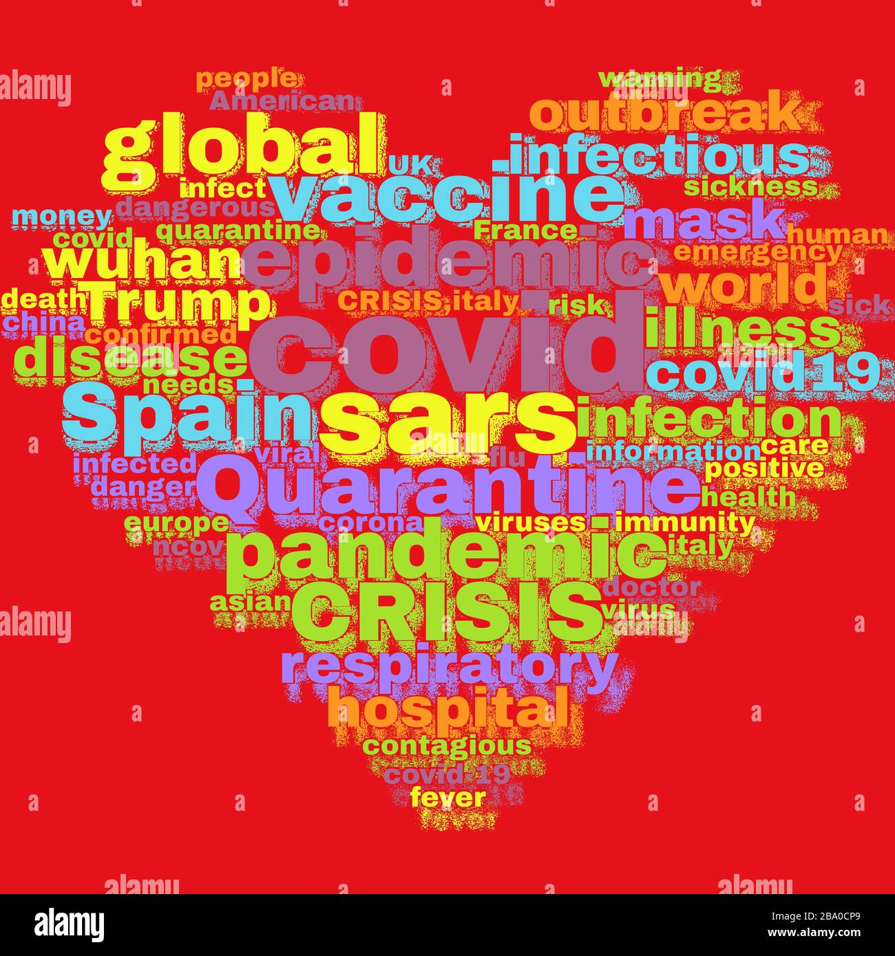 Word cloud tag related to coronavirus covid19 disease, for use in ...