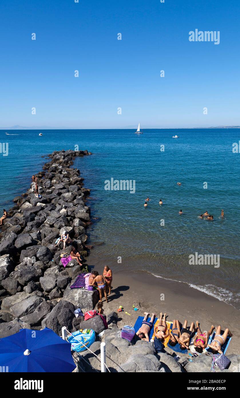 Ischia castle people beach hi-res stock photography and images - Alamy