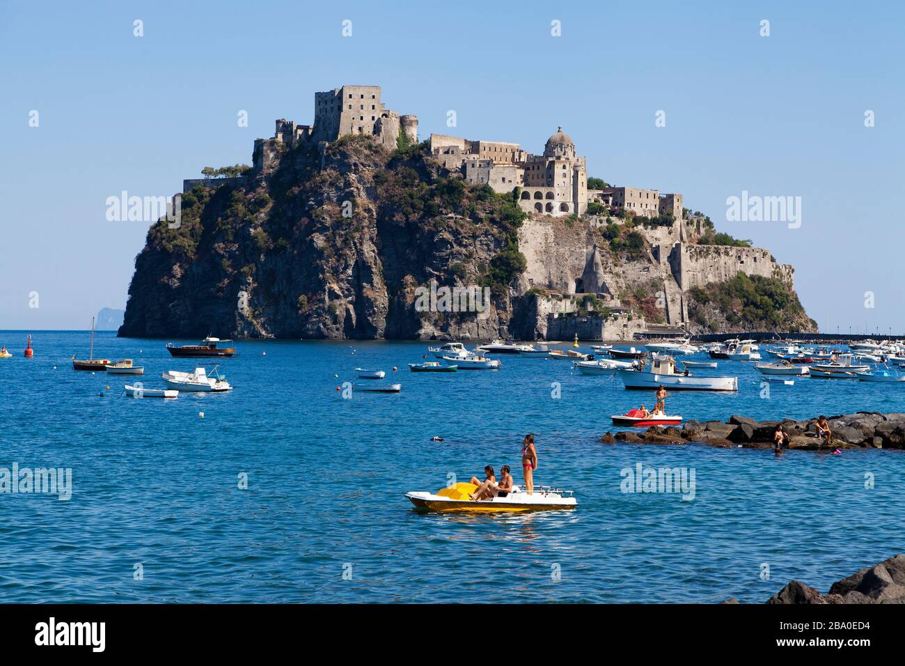 Ischia castle people beach hi-res stock photography and images - Alamy