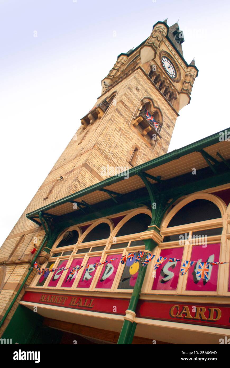 Darlington Clock Tower and indoor market Stock Photo - Alamy