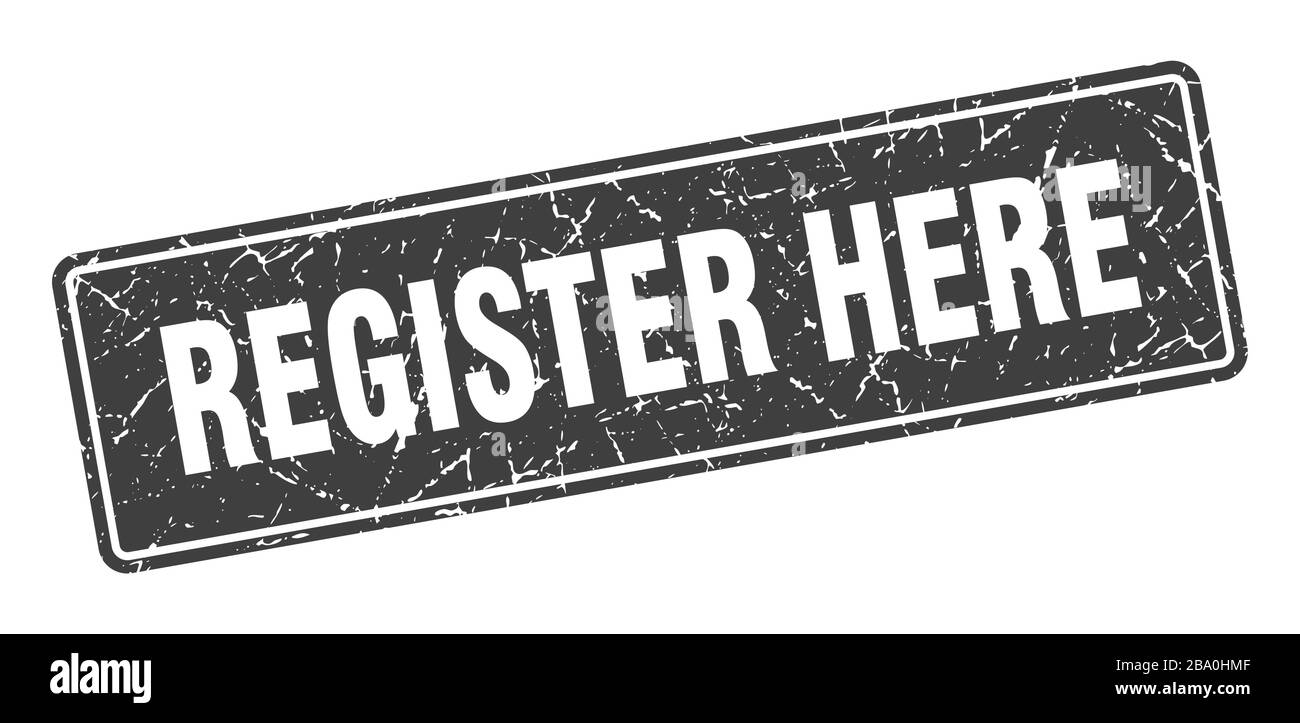 register here stamp. register here vintage gray label. Sign Stock ...
