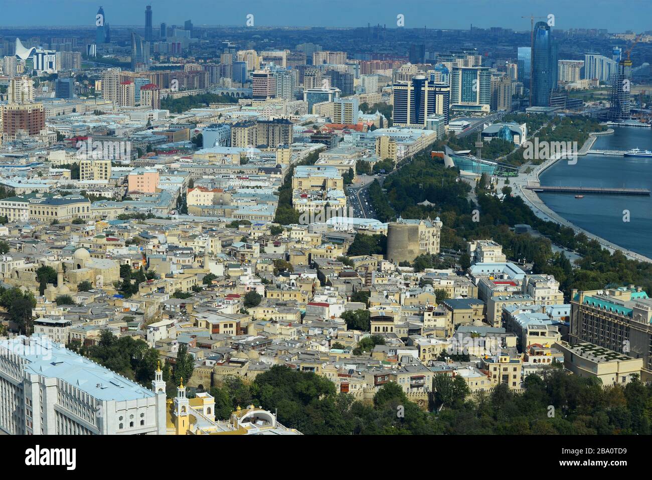 Aerial view of Baku, Azerbaijan in the Caucasus Region. Mix of old ...
