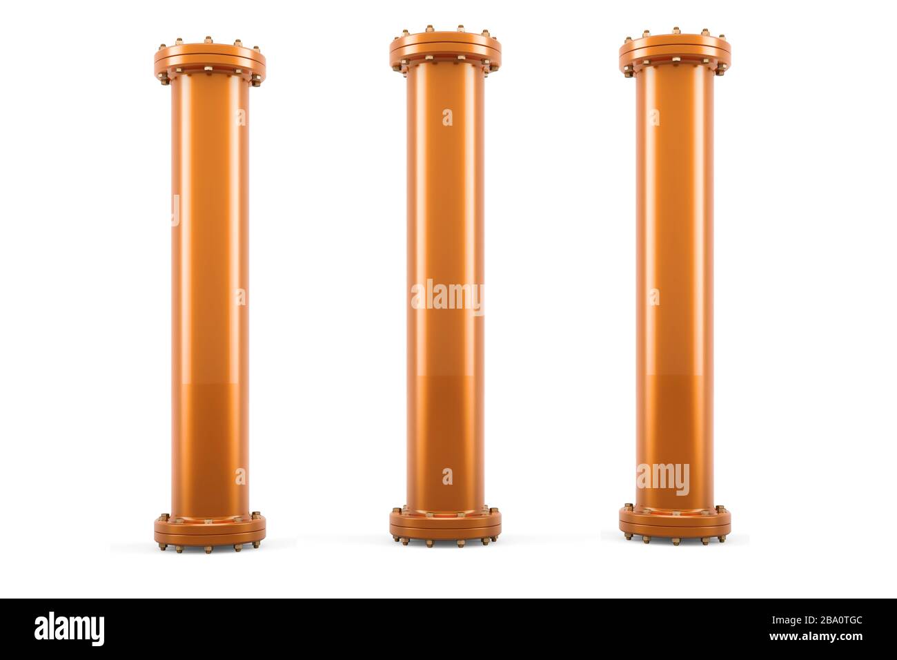 Letter I from copper pipes, 3D rendering isolated on white background ...