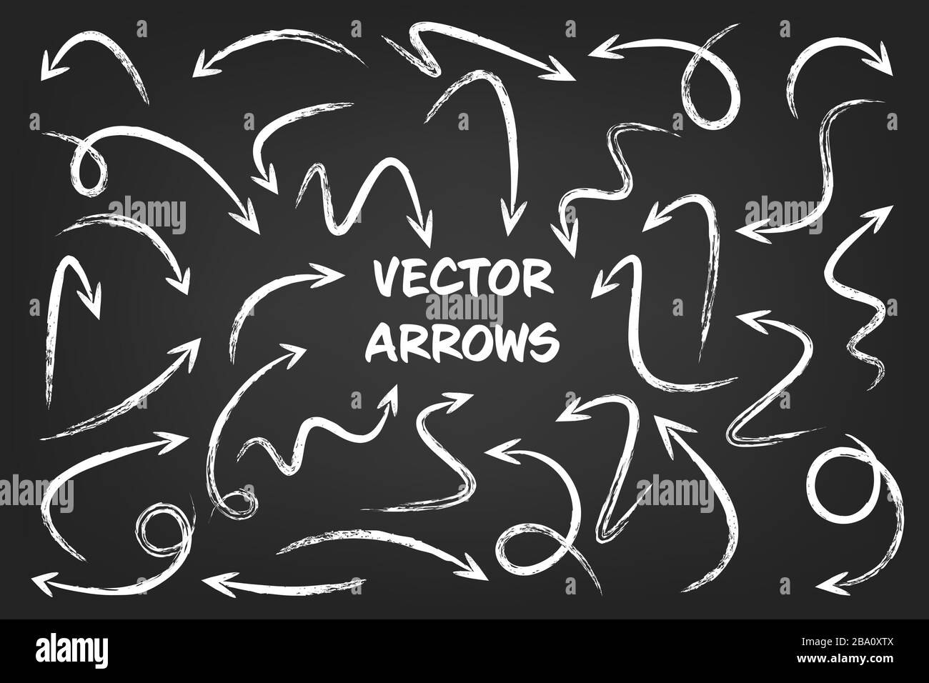 White grunge hand drawn arrows set on gray background. Arrow, cursor ...