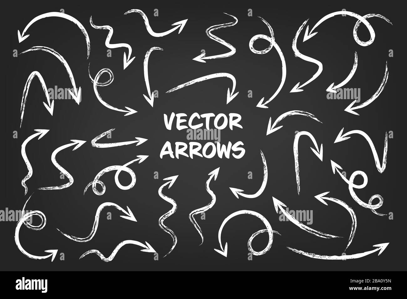 White grunge hand drawn arrows set on gray background. Arrow, cursor ...