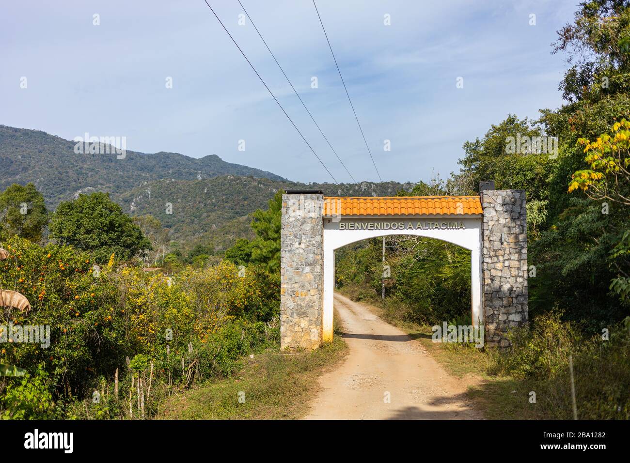 Welcome sign into Alta cima, mountain town, in the state of Tamaulipas ...