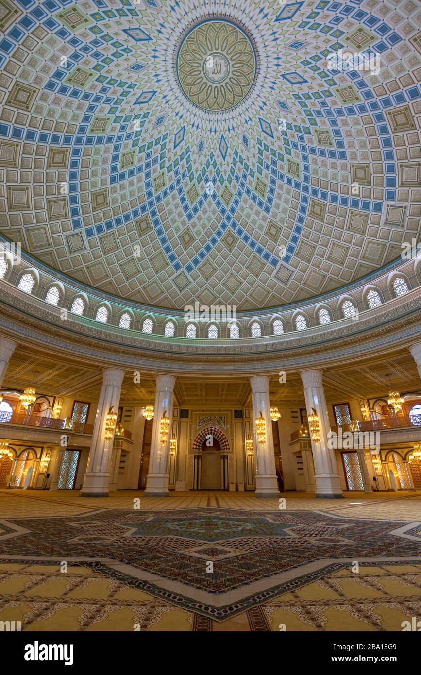 Vertical Interior view of Turkmenbashi Ruhy Mosque built in Gypjak ...