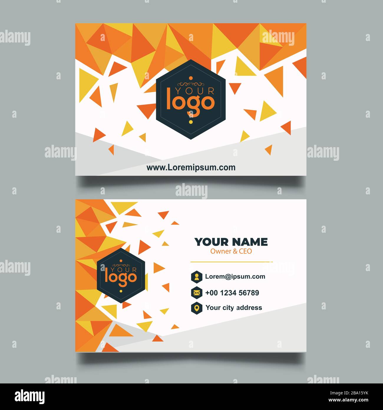 Colorful orange design business card template Stock Vector Image & Art ...