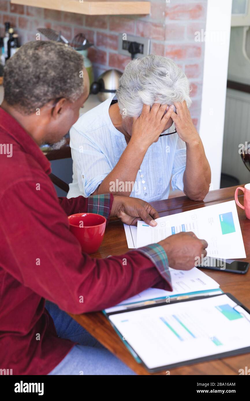 senior African American couple doing their administrative papers Stock ...