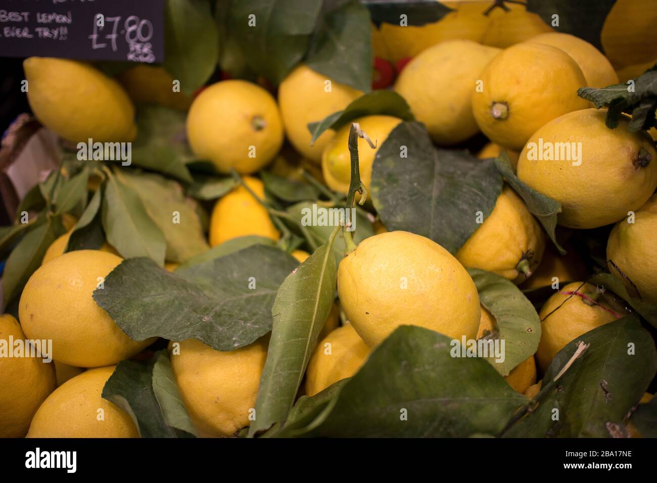 Large lemons with thick peels at the farmers market Stock Photo - Alamy