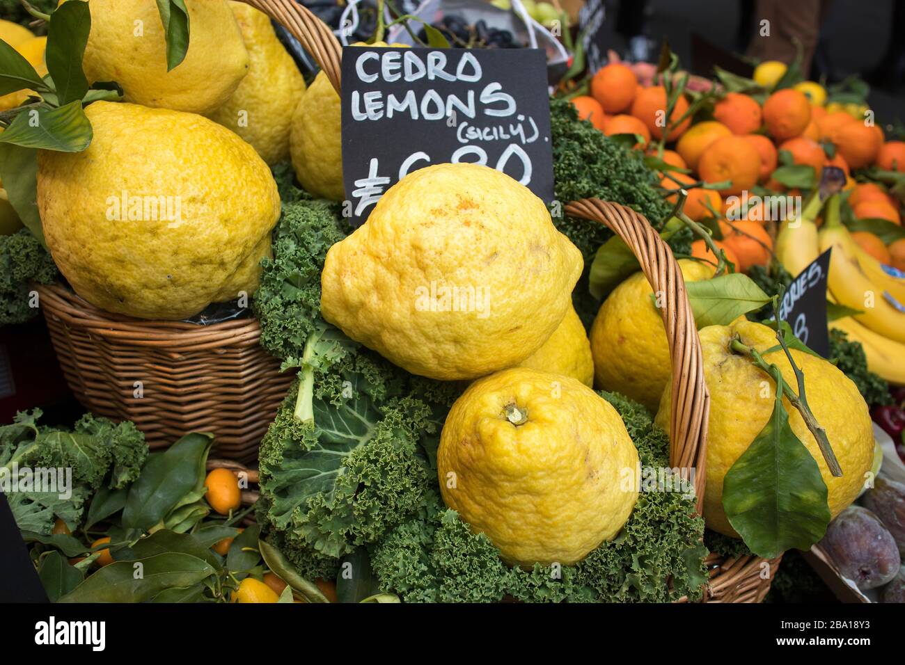 Large lemons with thick peels at the farmers market Stock Photo - Alamy