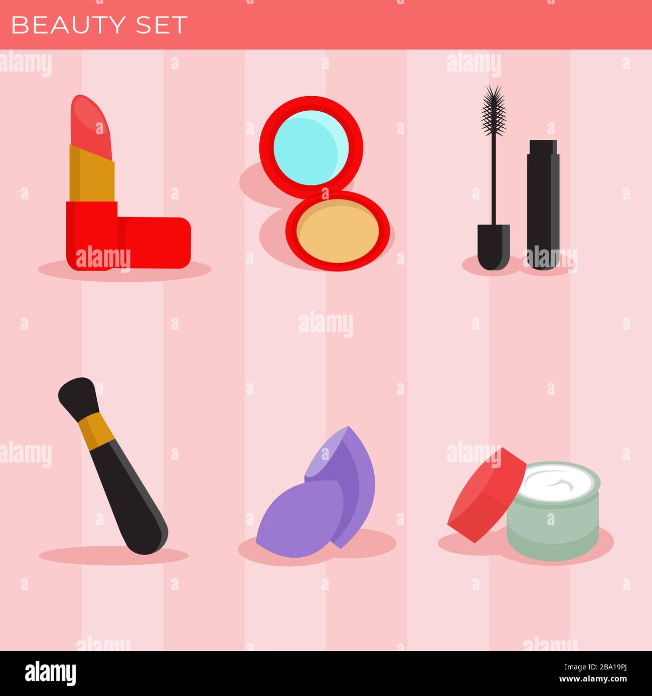 Cute and Sweet Illustration of Beauty Starter Pack Icon Set Stock ...