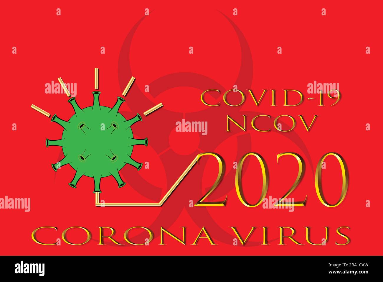 Illustration of a virus corona with names and biohazard sign Stock ...