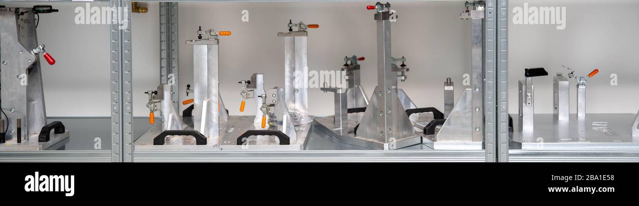 rack with tools for precise 3D measurement of plastic products for the ...