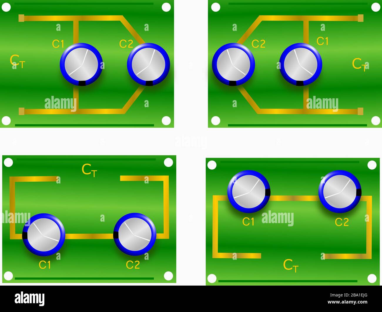 Electronic Green board with capacitors Stock Photo - Alamy