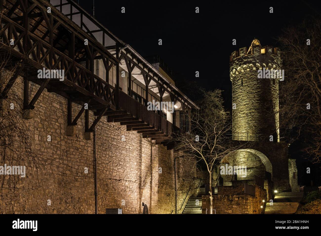 The powder tower in Jena at night Stock Photo - Alamy