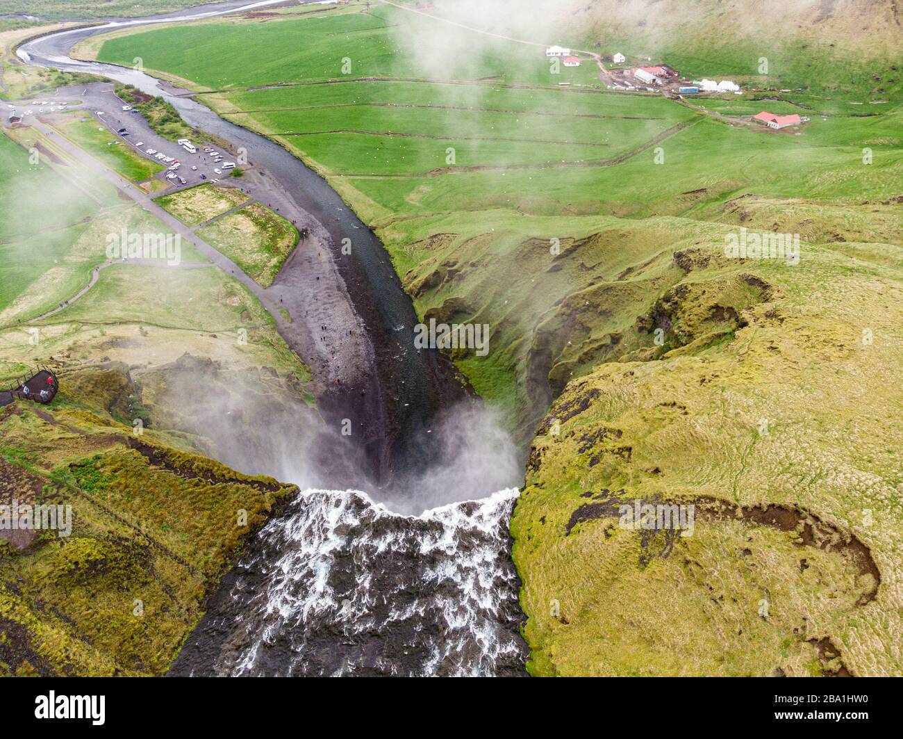 Aerial drone view skogafoss waterfall hi-res stock photography and ...