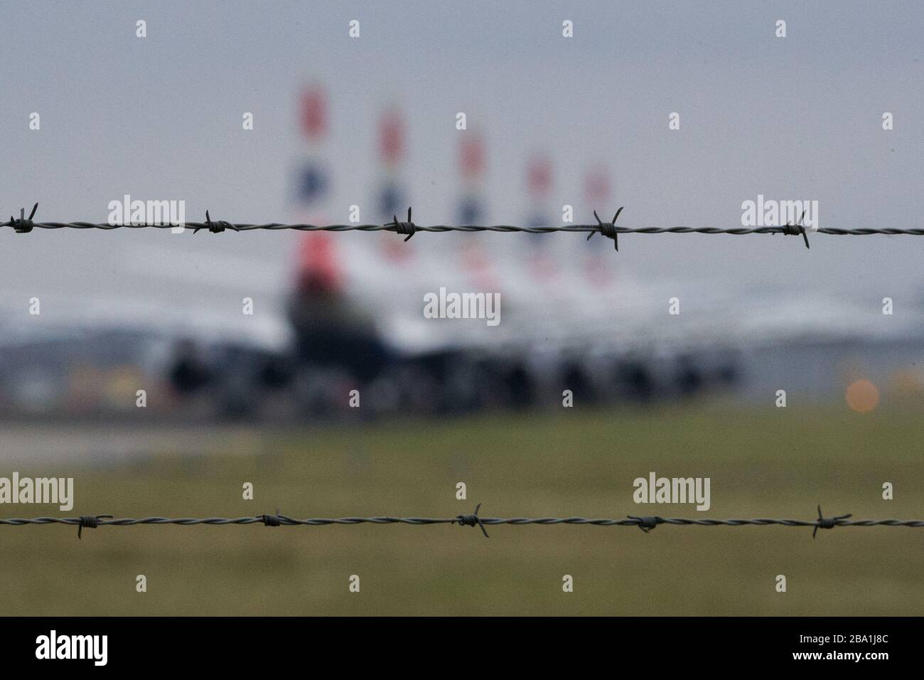 Glasgow, UK. 25th Mar, 2020. Pictured: British Airways Airbus Aircraft ...