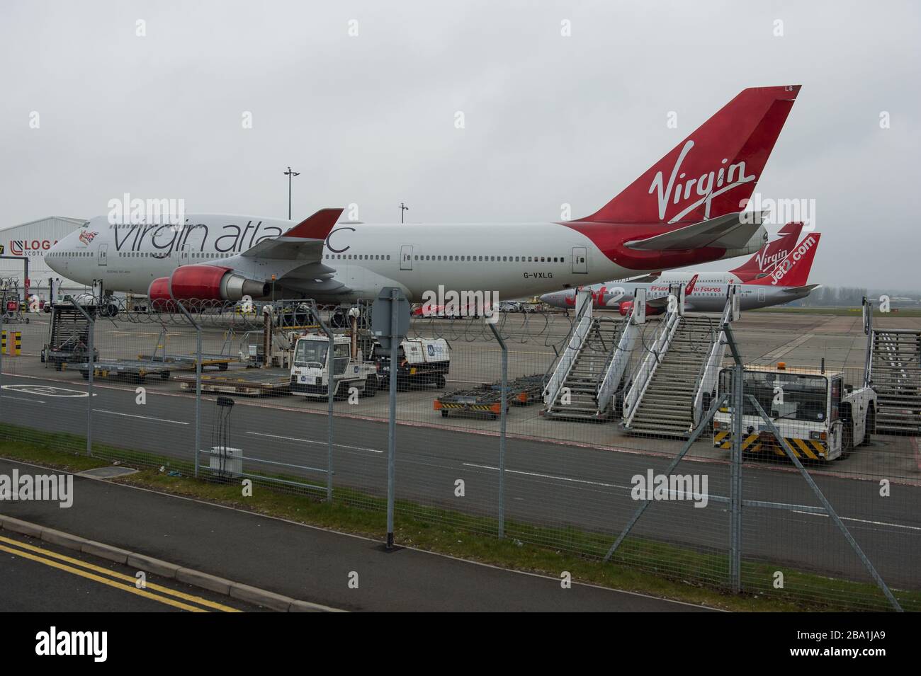 Glasgow, UK. 25th Mar, 2020. Pictured: Virgin Atlantic aircraft (Boeing ...