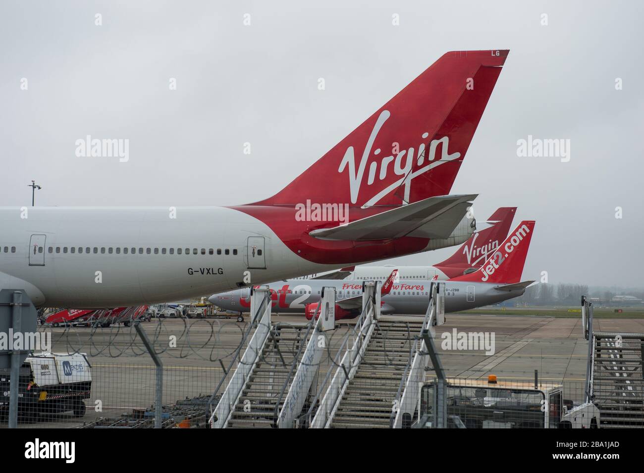 Glasgow, UK. 25th Mar, 2020. Pictured: Virgin Atlantic aircraft (Boeing ...