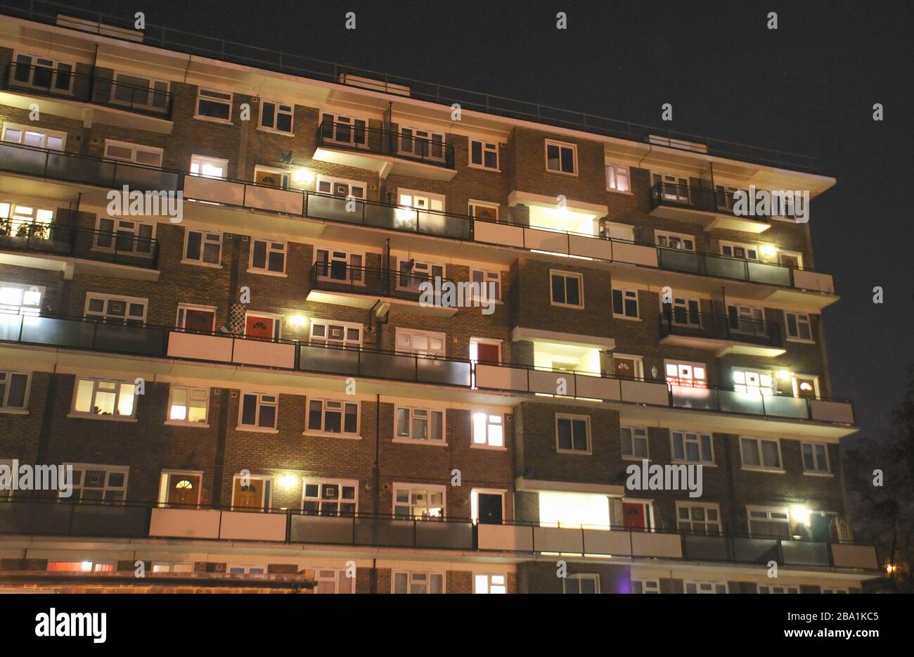 Apartment Building at night, London, England, UK Stock Photo - Alamy